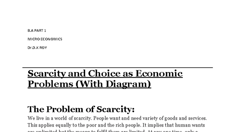 B.A Part 1 Microeconomics: Scarcity & Choice Explained - Studocu