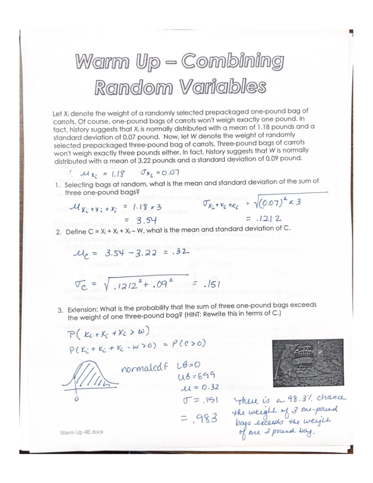 Section 4F Day 1: Overview of Random Variables and Probability - Studocu