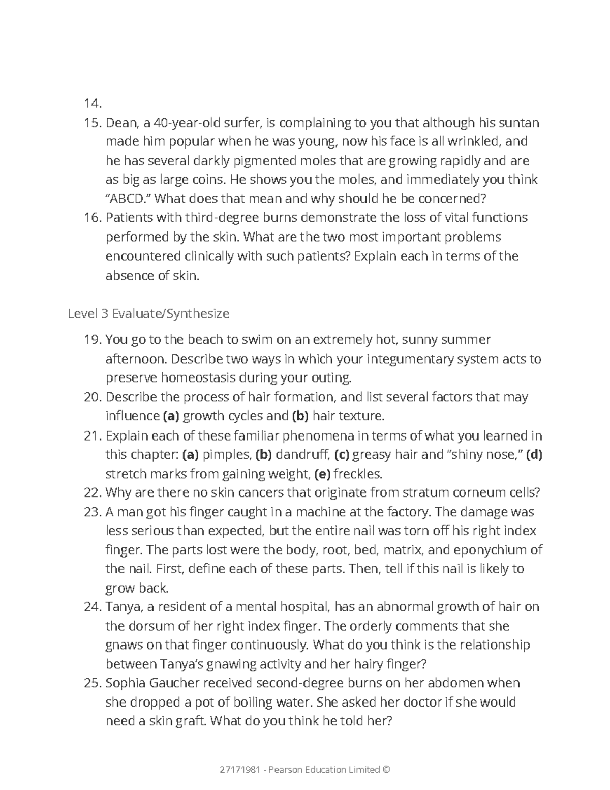 Clinical Case Study & Review Questions on Integumentary Injuries ...