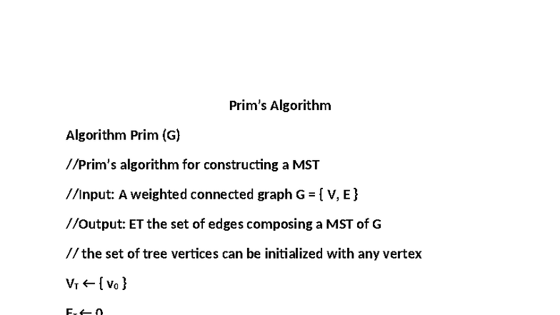 DAA: Prim's and Kruskal's Algorithms for MST Construction - Studocu