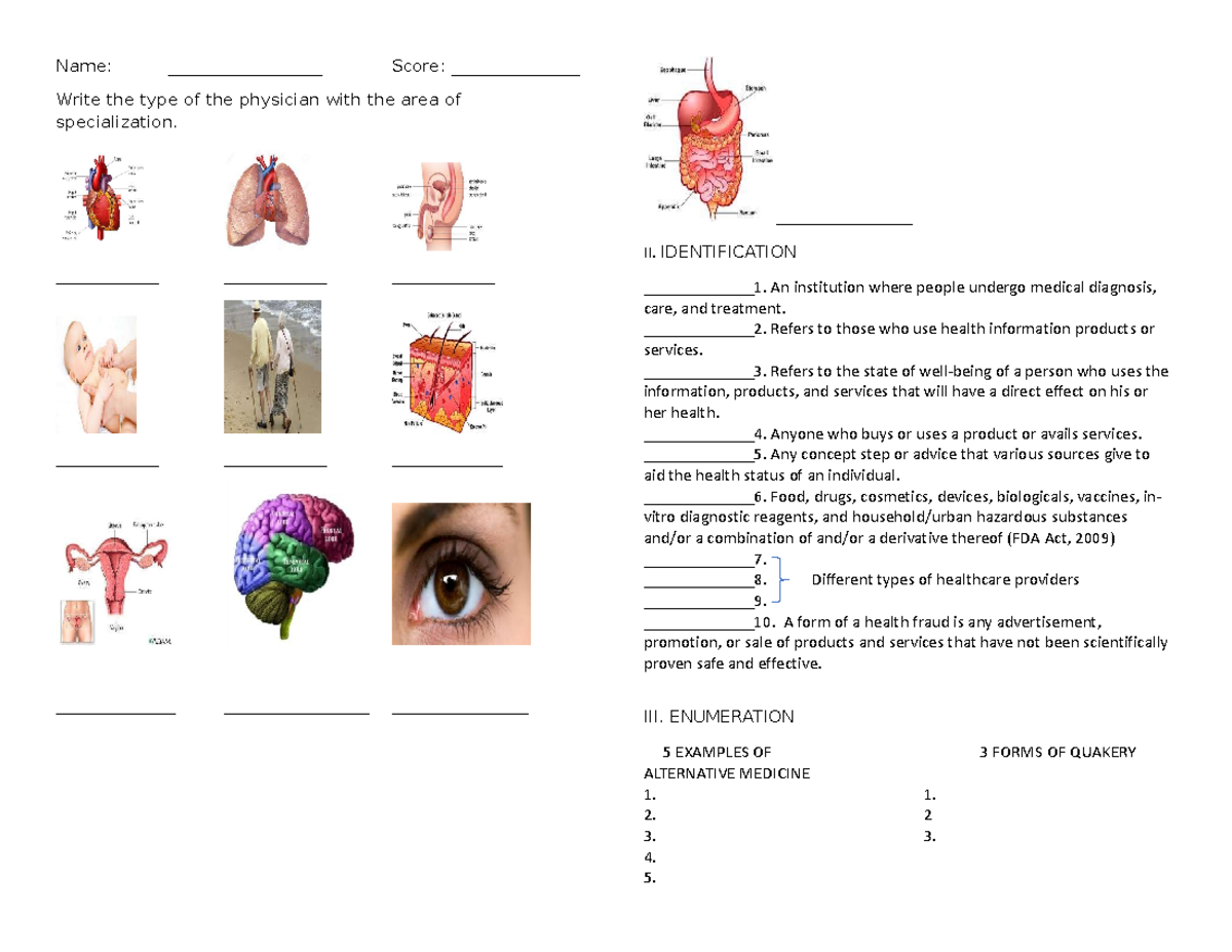 Health 10 QUIZ: Understanding Consumer Health Concepts - Studocu