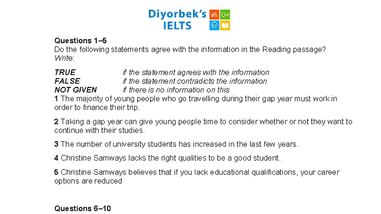 Day 11 Questions - Reading Comprehension Practice - Studocu