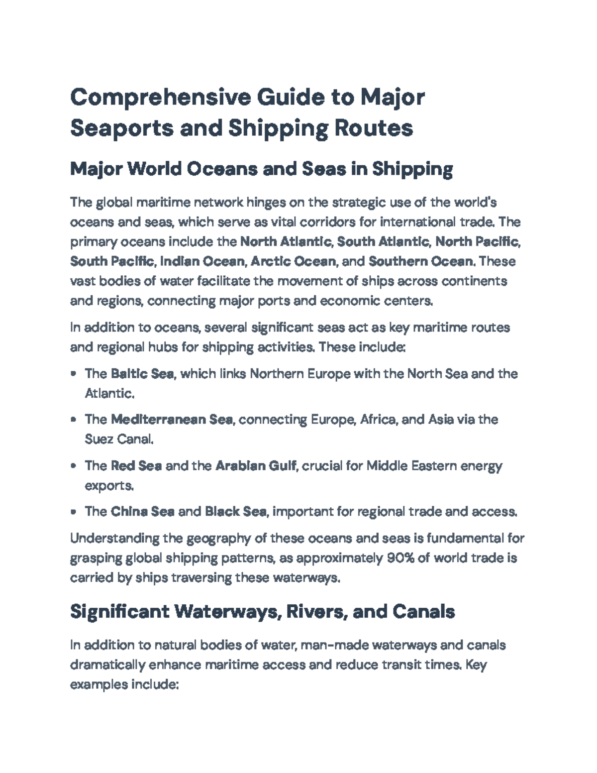 Comprehensive Guide to Major Seaports & Shipping Routes (Maritime ...