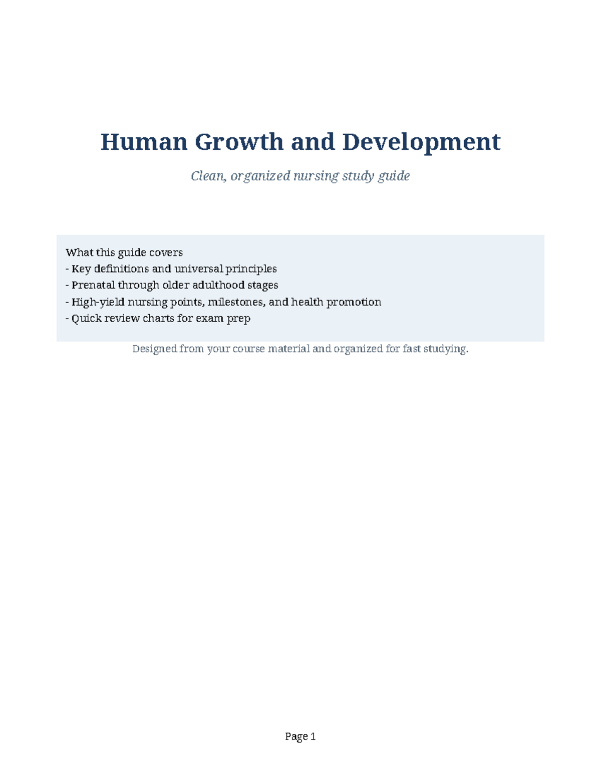 Human Growth and Development Study Guide (NURS 101) - Studocu