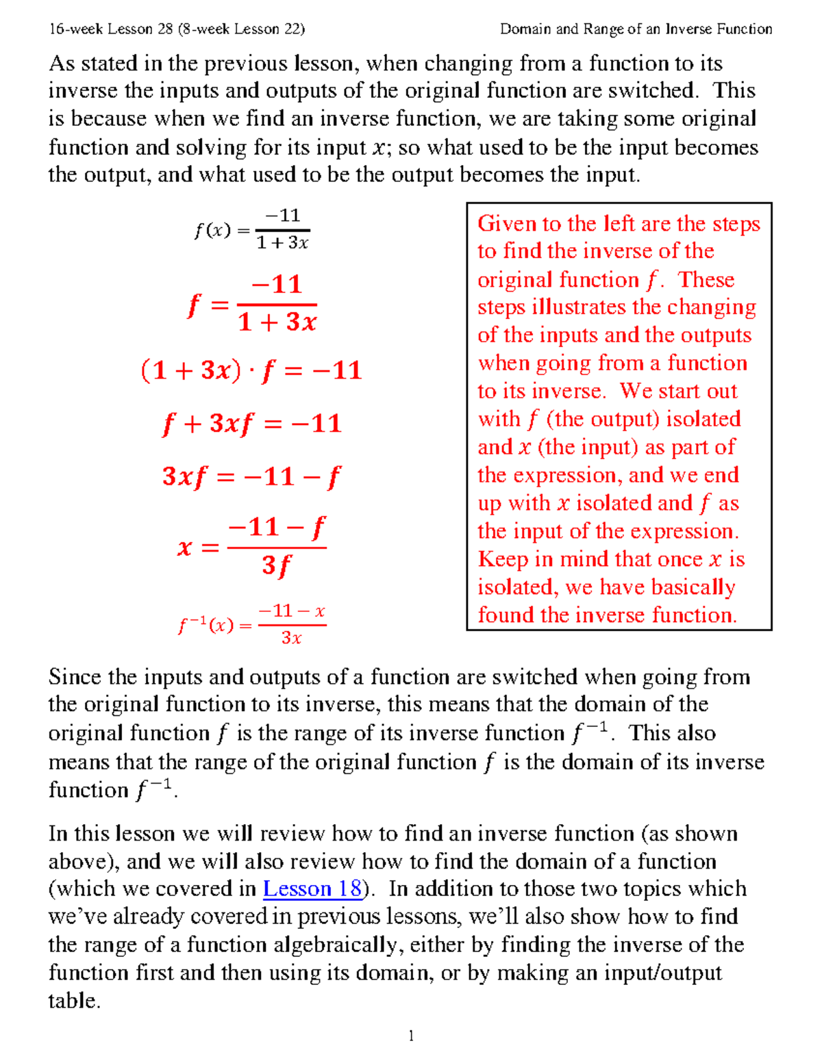 Domain and Range of Inverse Functions in Math 101: A Study Guide - Studocu