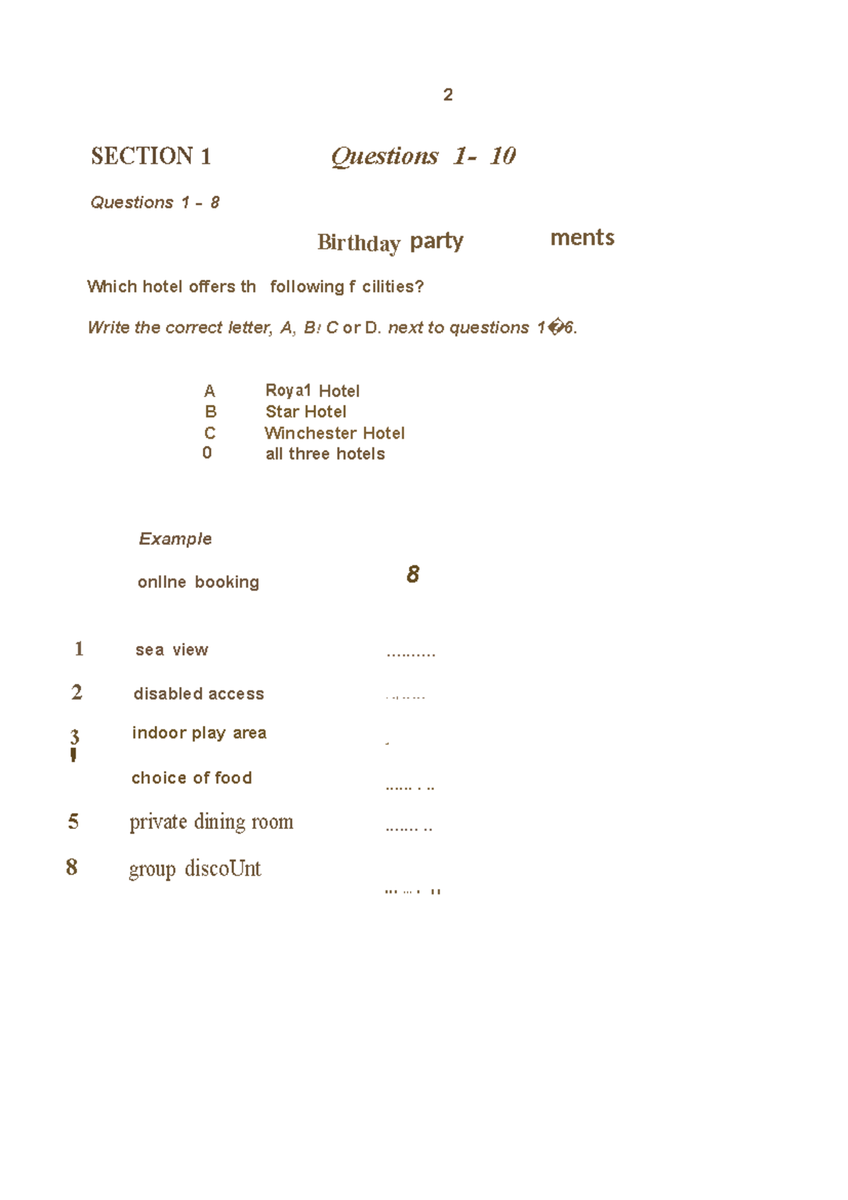 Test1 - ttttttttttttttttttttttttttttt - 2 SECTION 1 Questions 1- 10 ...