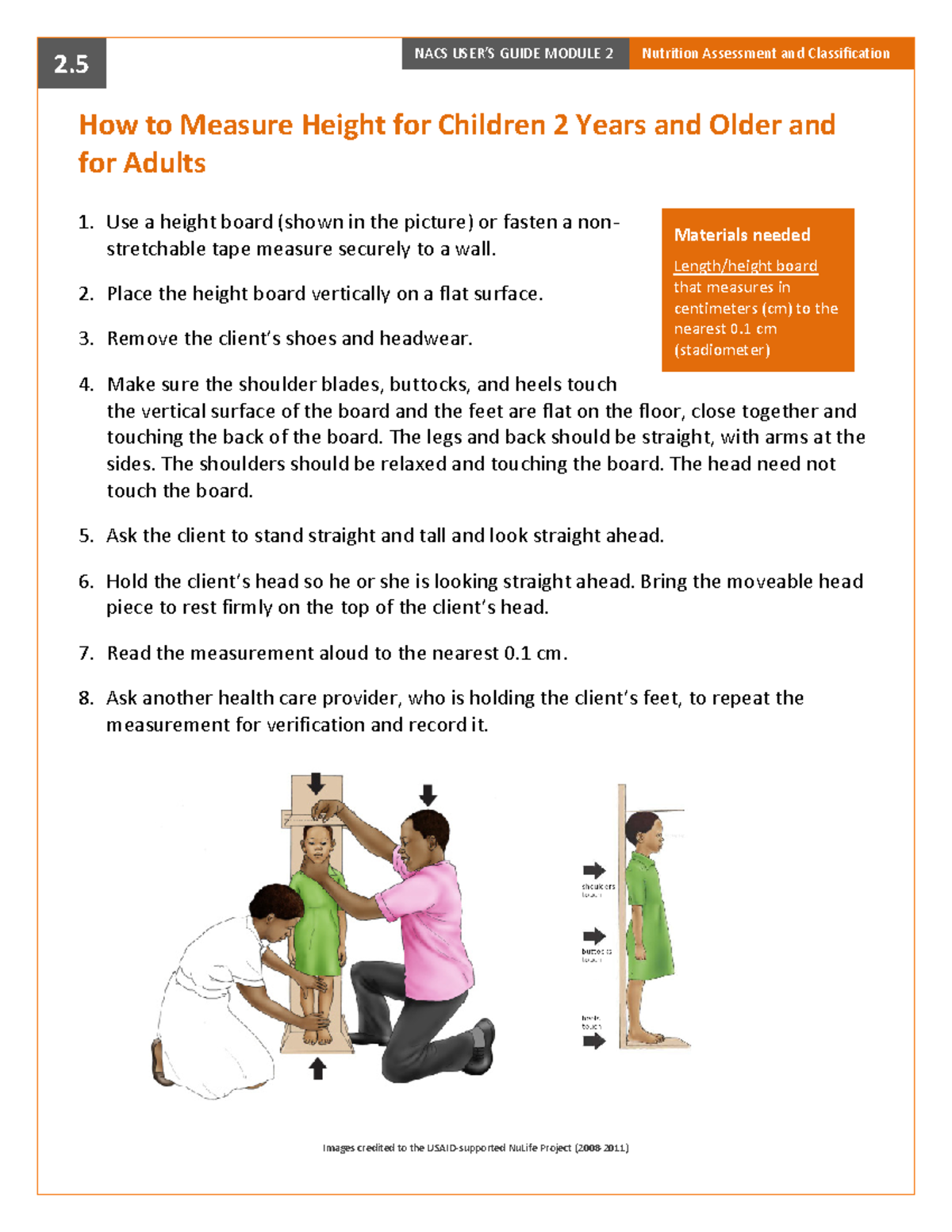 NACS 2: Guide to Measuring Height for Children and Adults - Studocu