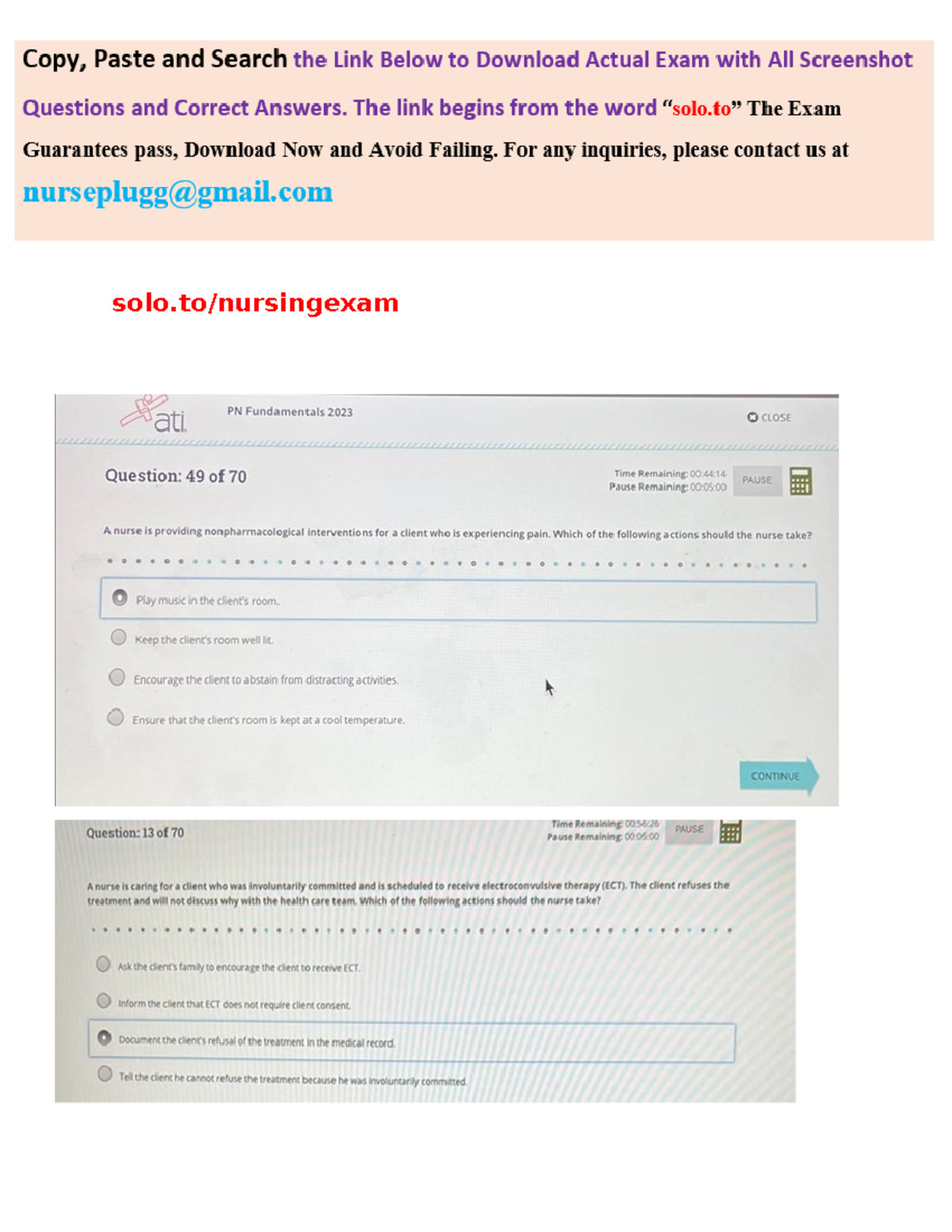 Pass ATI PN Fundamentals 2023 Proctored Exam with NGN 70 Q&A - Studocu