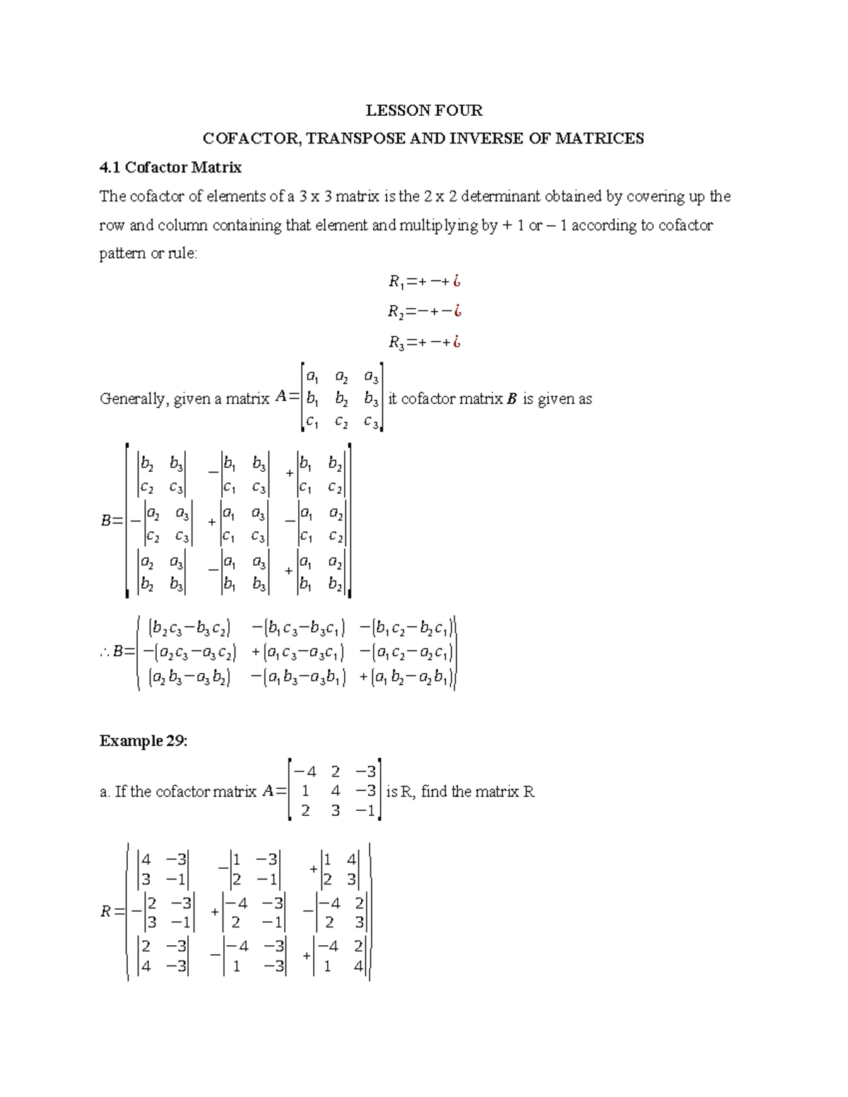 Lesson 1: Introduction to Matrices and Linear Equations Concepts - Studocu