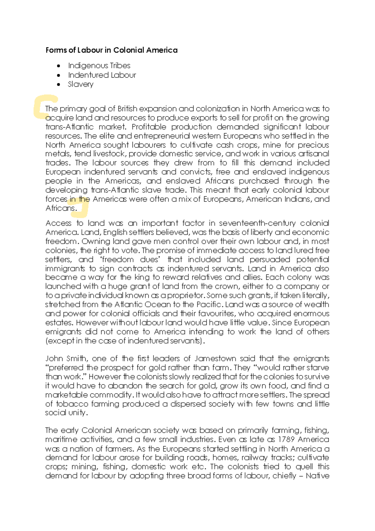 Forms of Labour in Colonial America: Indigenous, Indentured, and ...