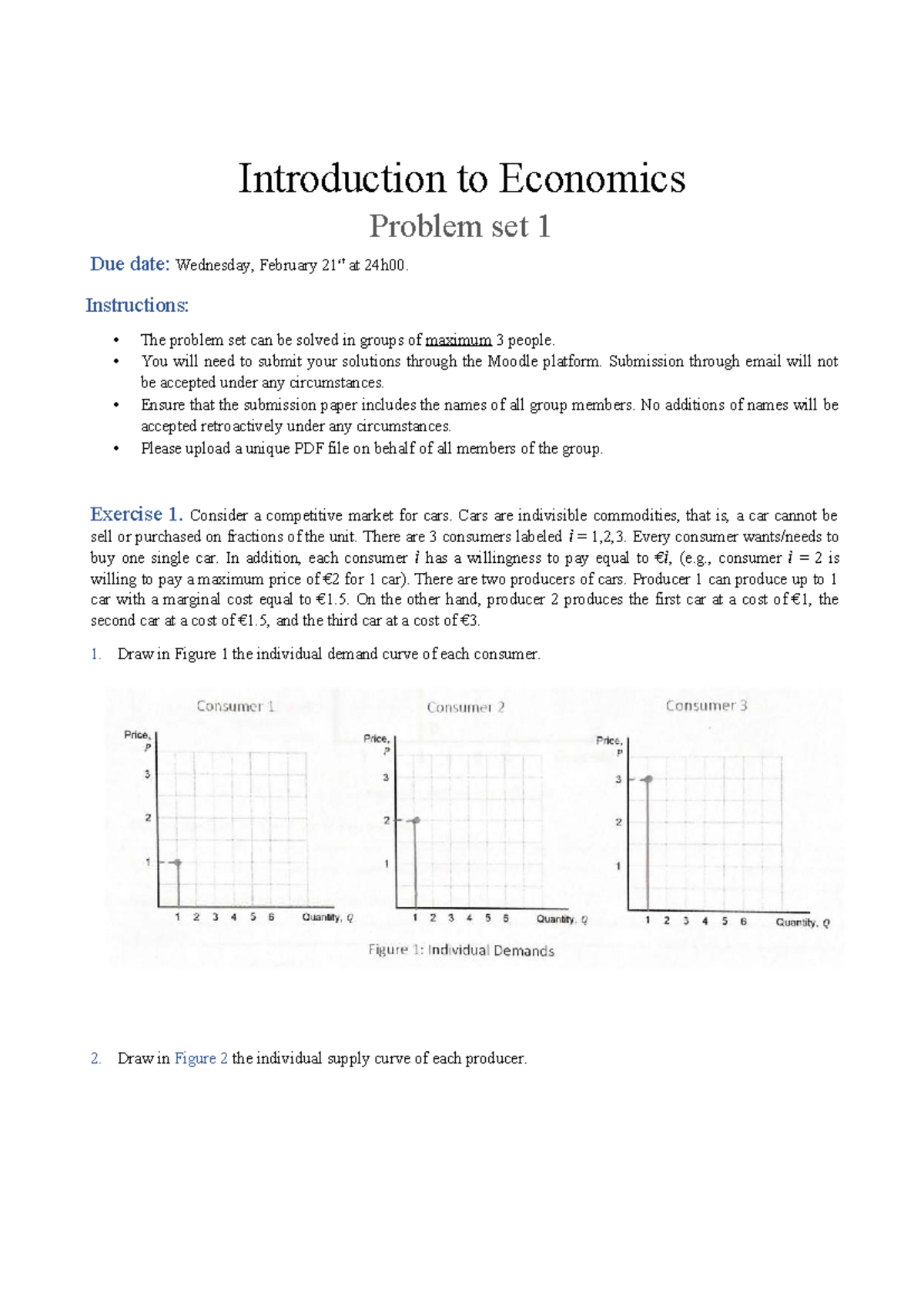 ECO101 Problem Set 1: Introduction to Economics Analysis - Studocu