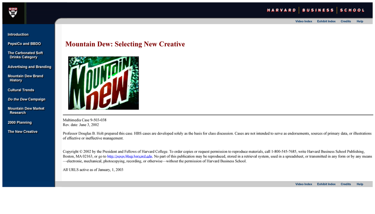 Mountain Dew Case Study: Creative Selection Analysis - Case 9-503 - Studocu