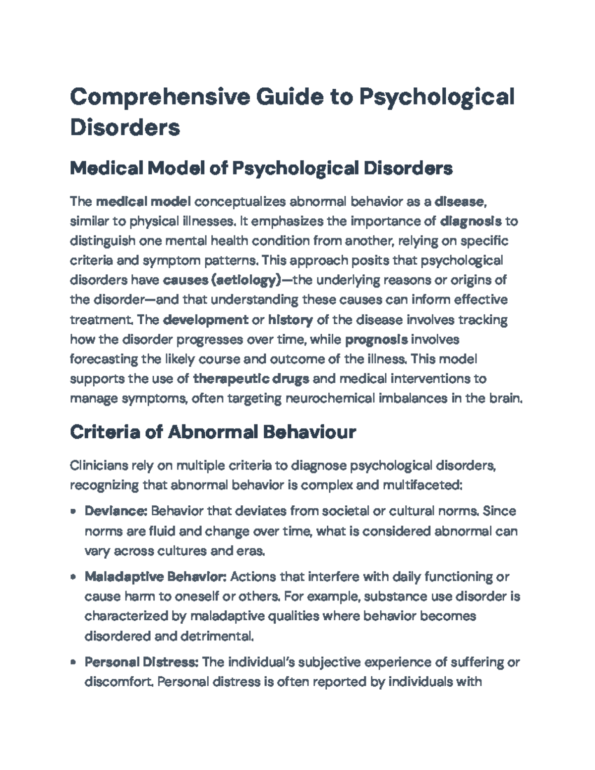 Comprehensive Overview of Psychological Disorders (PSY 101) and Their ...
