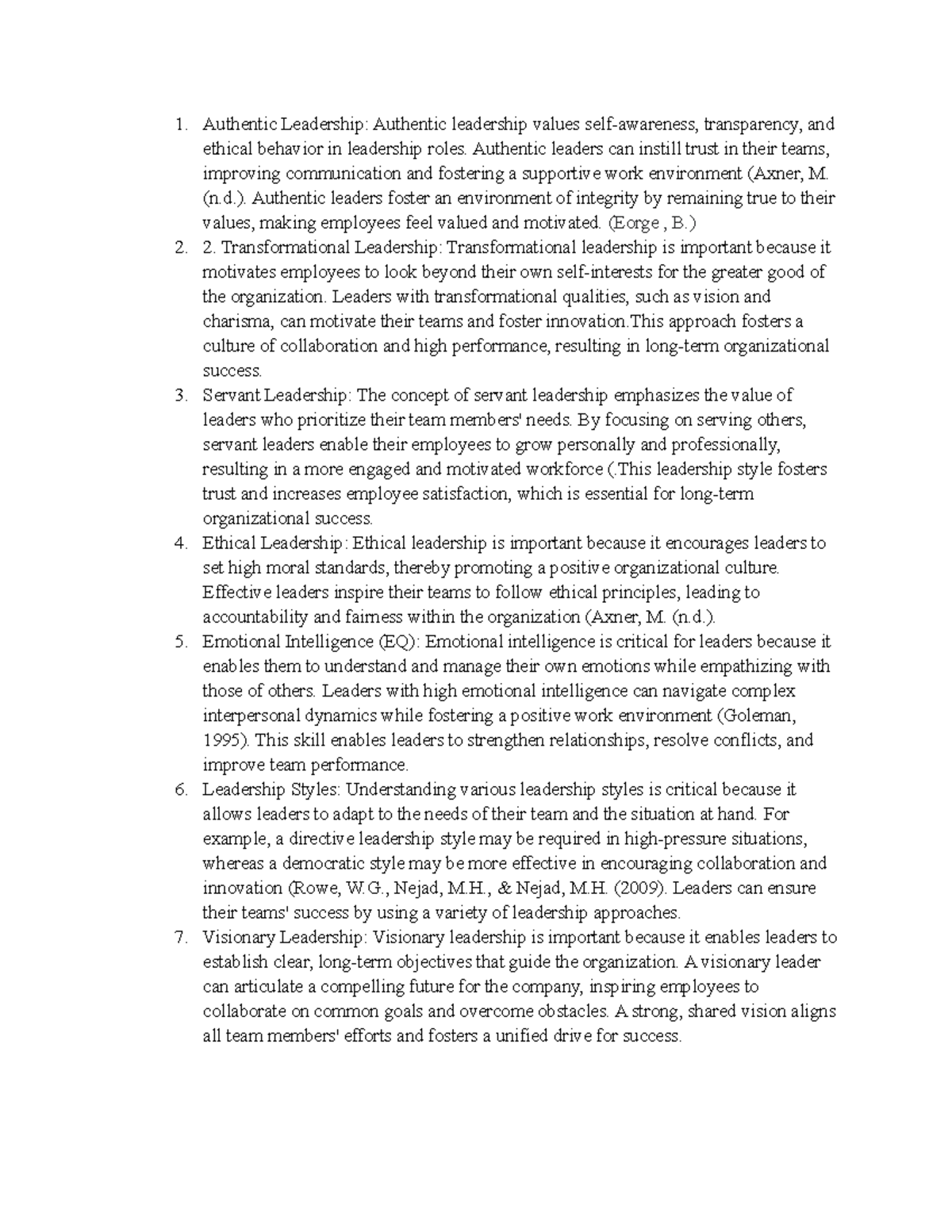 Authentic Leadership Concepts - Classwork Notes - Studocu