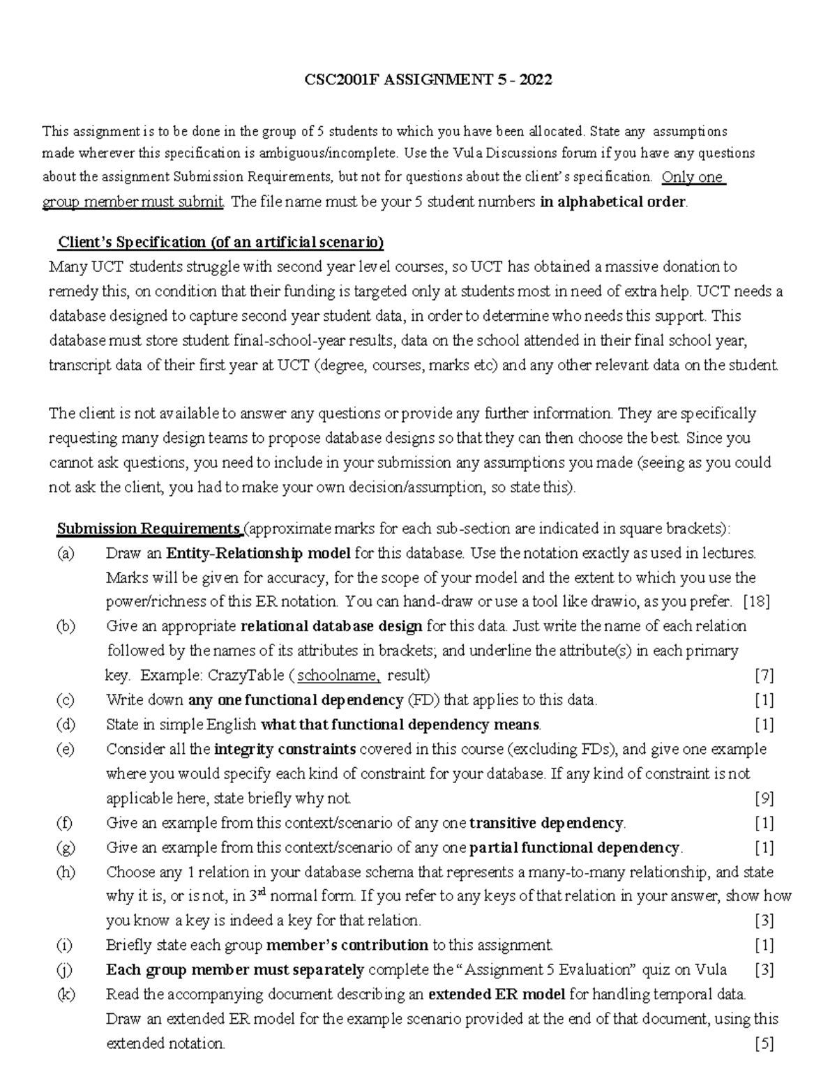 CSC2001F Assignment 5 Group Project Guidelines and Questions 2022 - Studocu