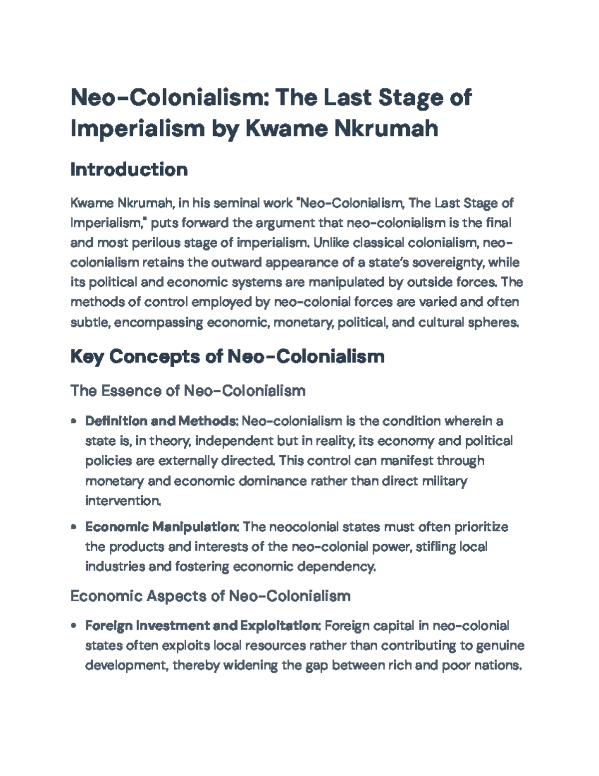 Nkrumah's Analysis of Neo-Colonialism: Final Insights on Imperialism ...