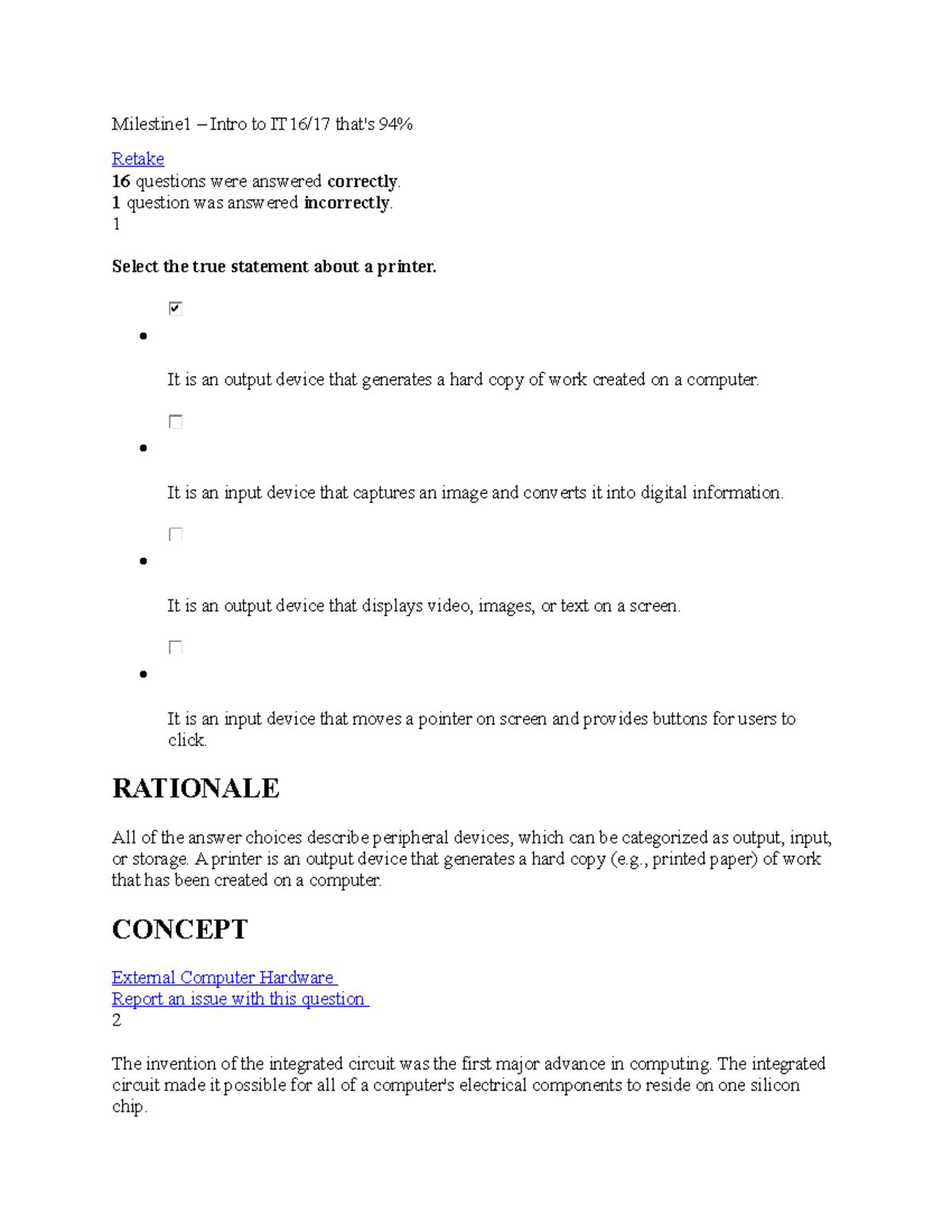 IT- Milestone 1 - Intro to IT Unit 2 Challenge 3 quizz - Milestine1 – Intro to IT16/17 that's 94 ...