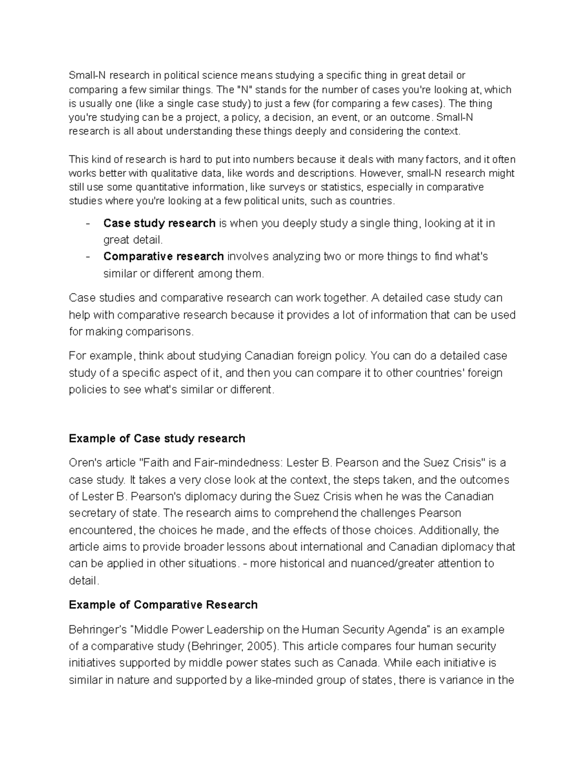 POLI 210 Case Study & Comparative Research Insights - Studocu