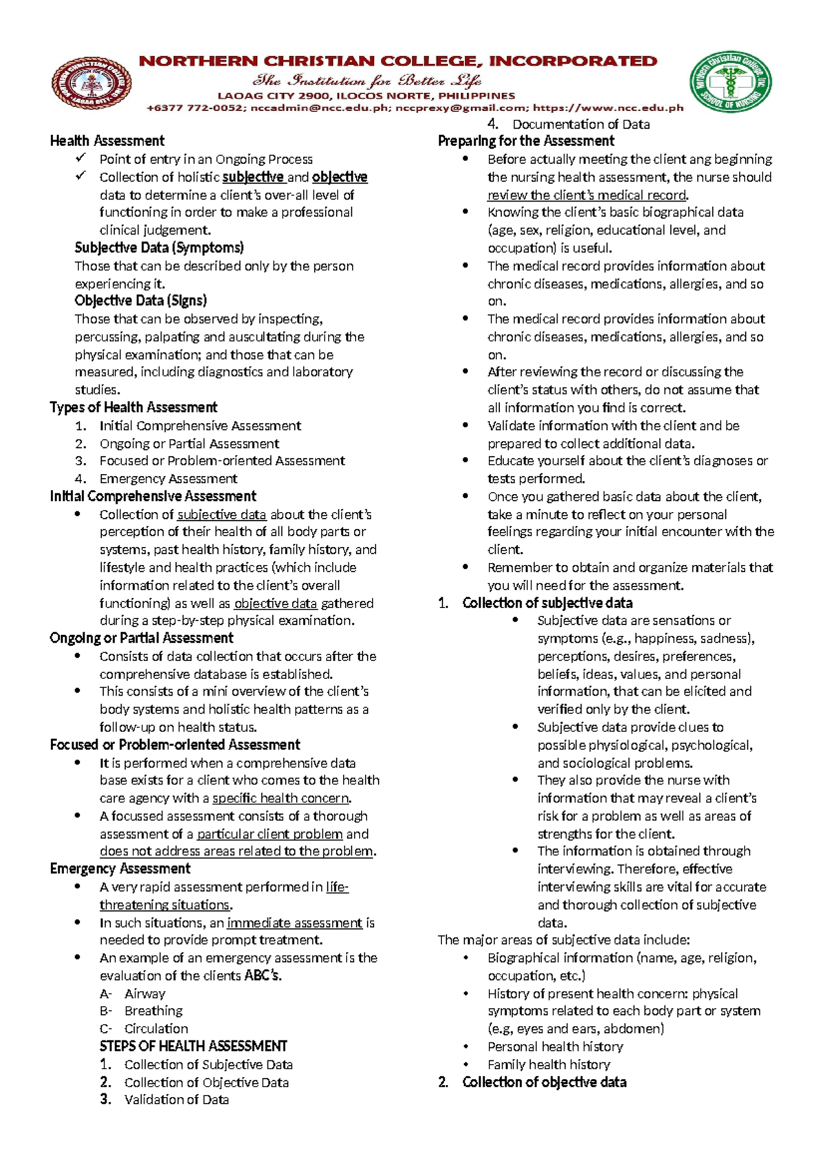 Health Assessment Overview: Comprehensive Guide for Students - Studocu