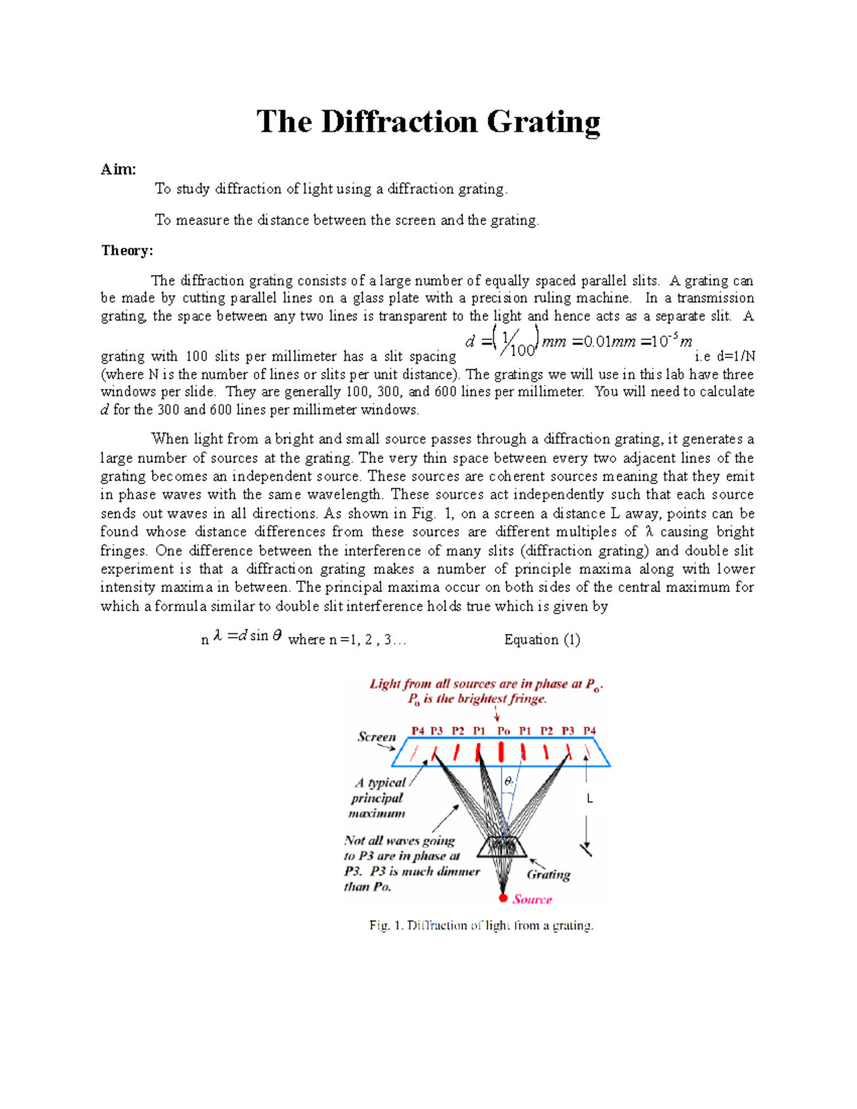Diffraction-Grating-2022-sem-1 - The Diffraction Grating Aim: To study ...
