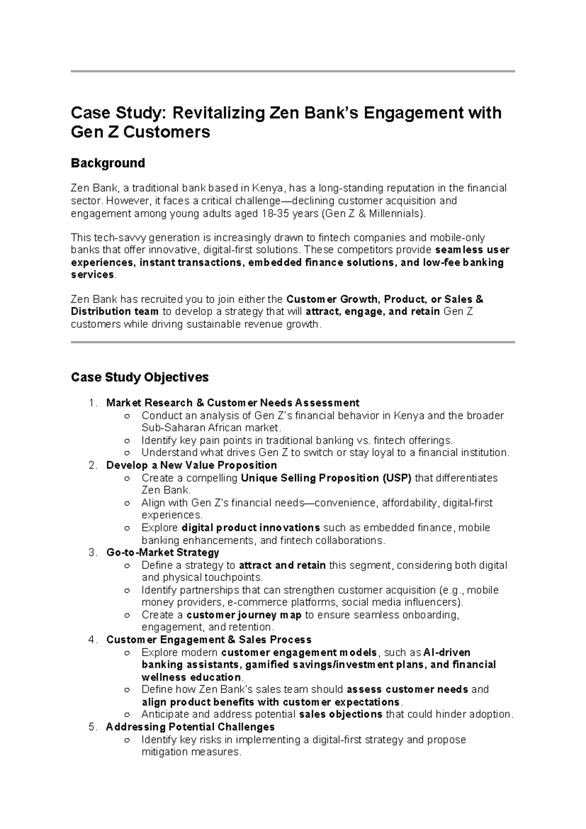 Case Study: Revitalizing Zen Bank's Engagement with Gen Z Customers ...