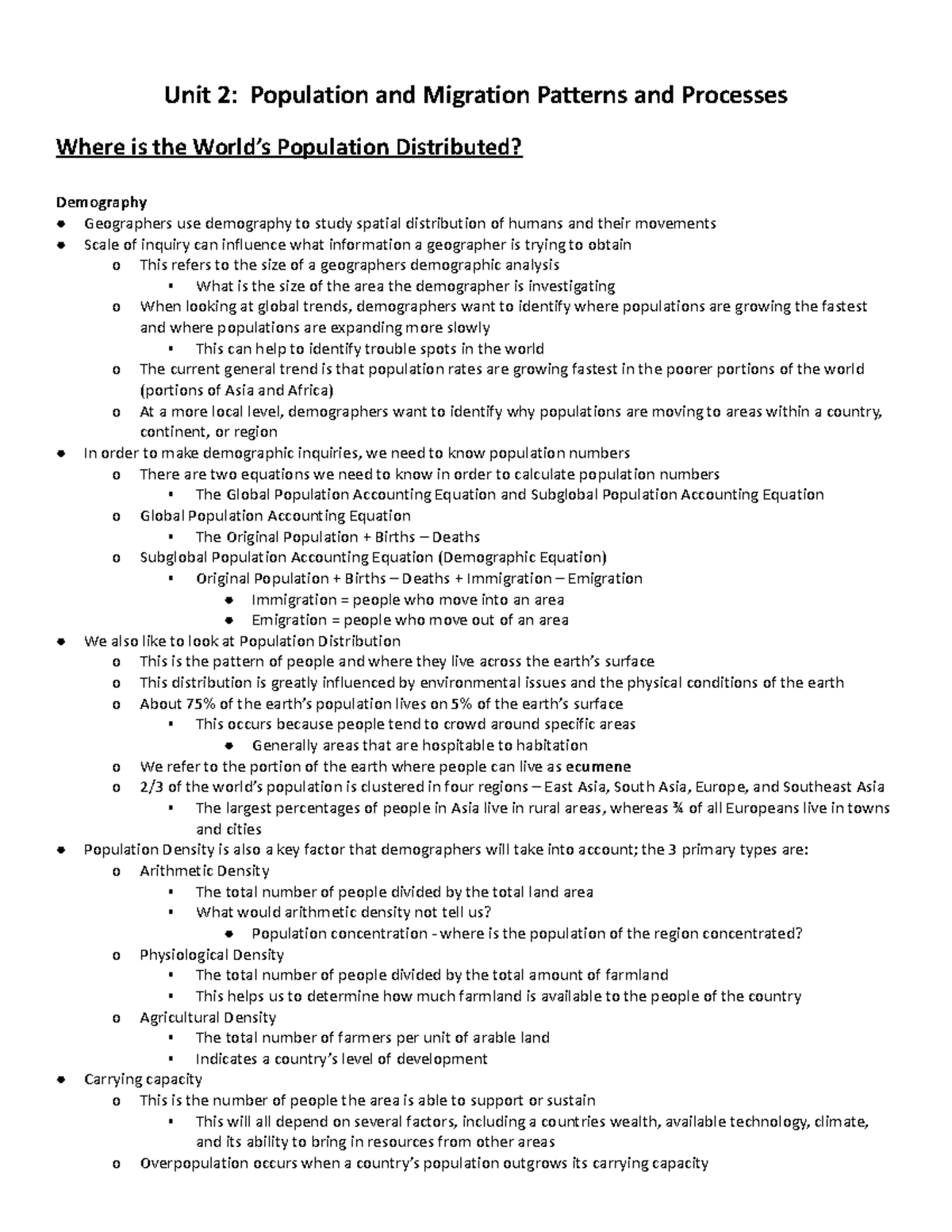 Unit 2: Population & Migration Patterns - Analyzing Demographic Changes ...