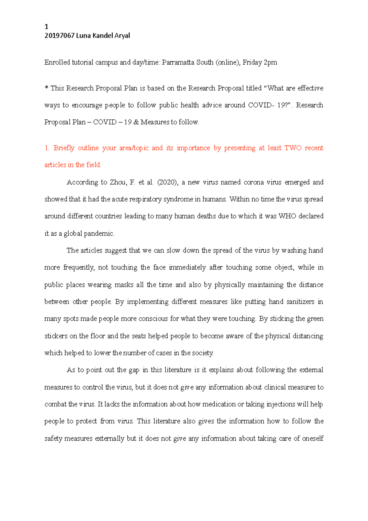 Research proposal plan - Research Proposal Plan – COVID – 19 & Measures ...