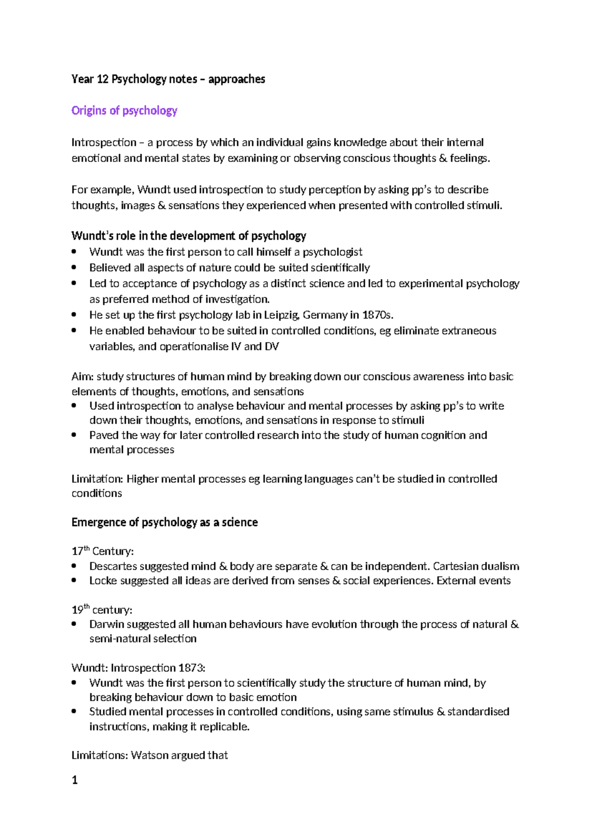 AO1 Model Answers for Approaches in Psychology (A-Level) - Studocu