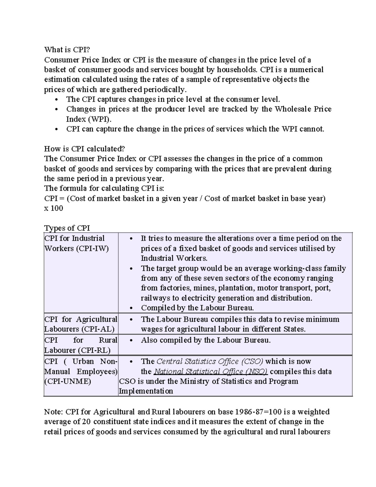 CPI and WPI: Understanding Consumer and Wholesale Price Indices - Studocu