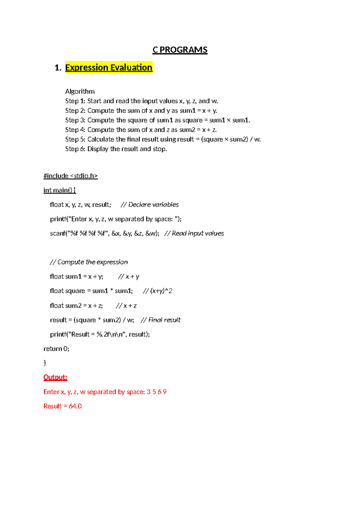 C Programs - Algorithms and Solutions for Common Problems - Studocu