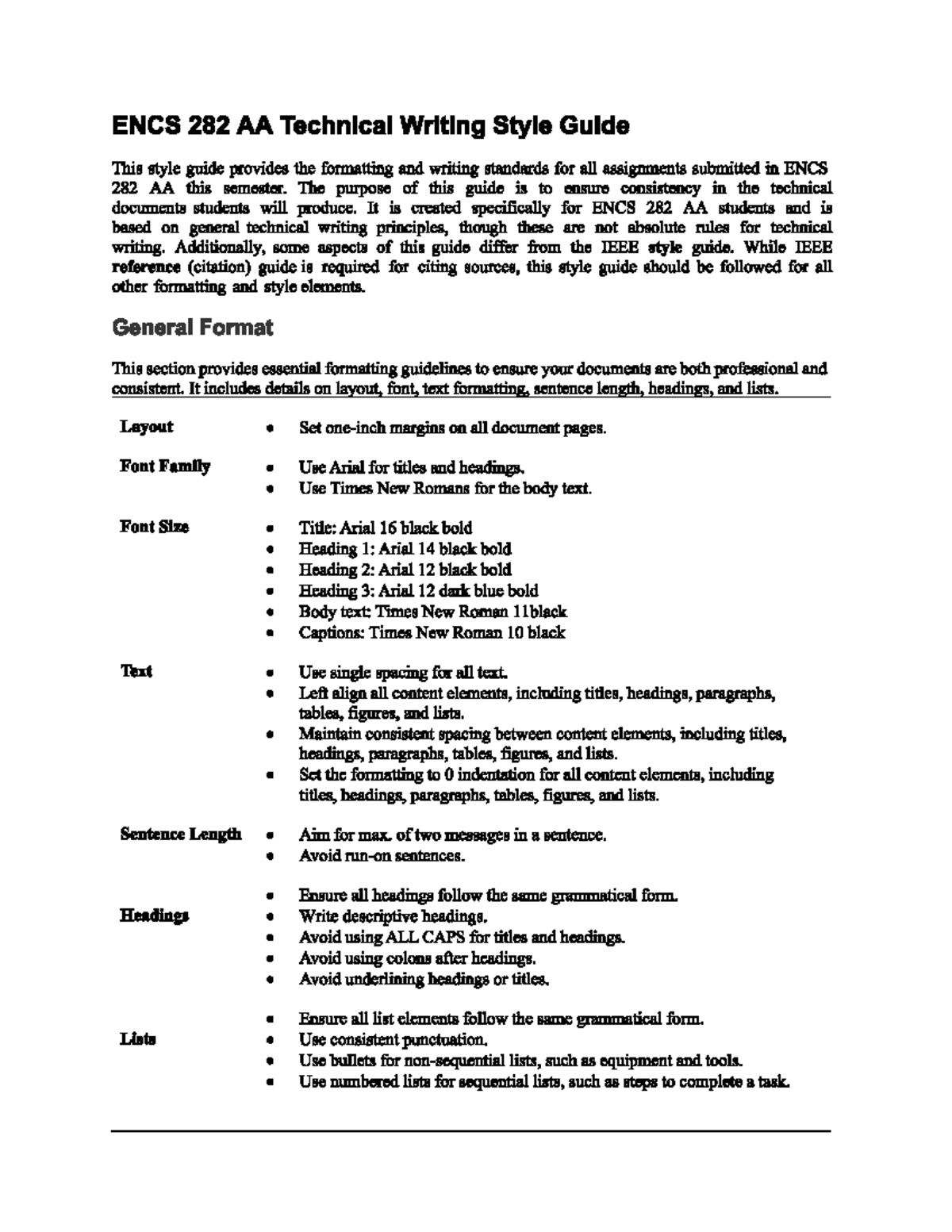ENCS 282 AA Technical Writing Style Guide for Assignments - Studocu