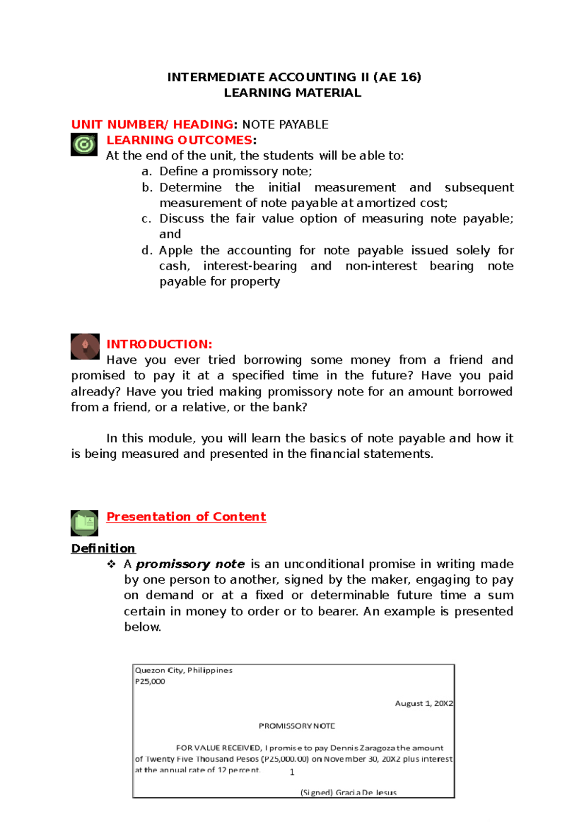 IA2-Intermediate Accounting II: Study Notes on Note Payable - Studocu