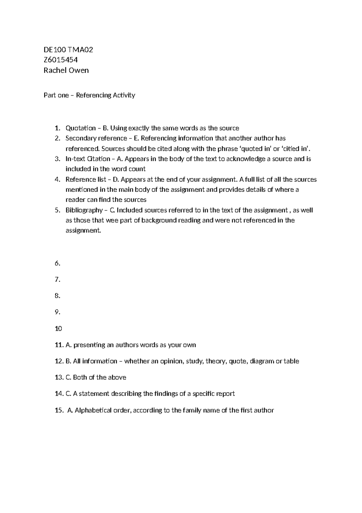 DE100 TMA02 Referencing Activity: Quotation, Citation, and Bibliography ...