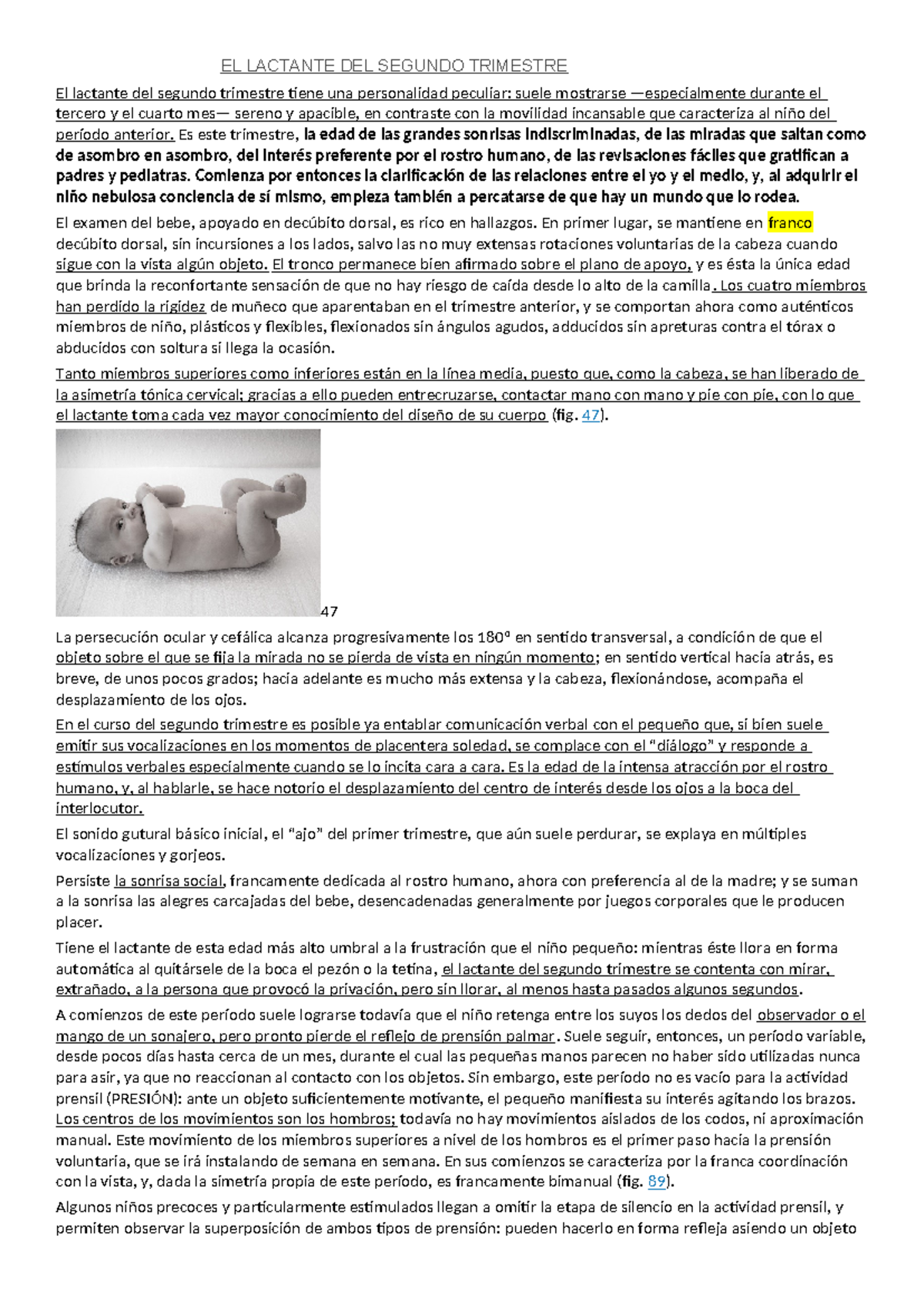 EL LACTANTE DEL SEGUNDO TRIMESTRE: DESARROLLO Y PERSONALIDAD - Studocu