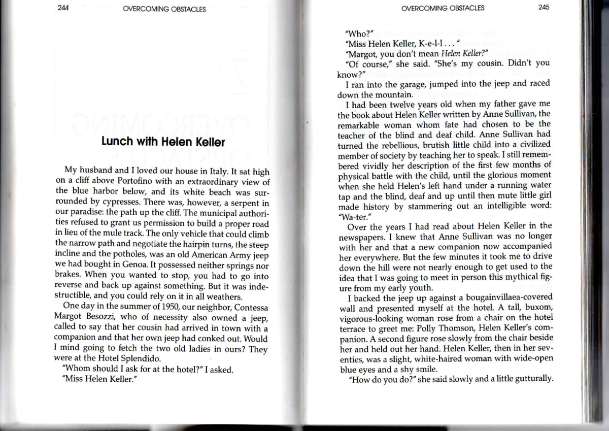 Lunch with Helen Keller: A Personal Encounter with a Legend - Studocu