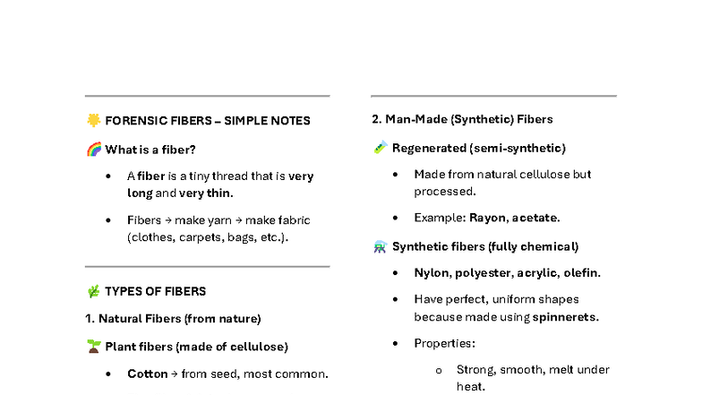Forensic Fibers & Serial Number Restoration Test Revision Notes - Studocu