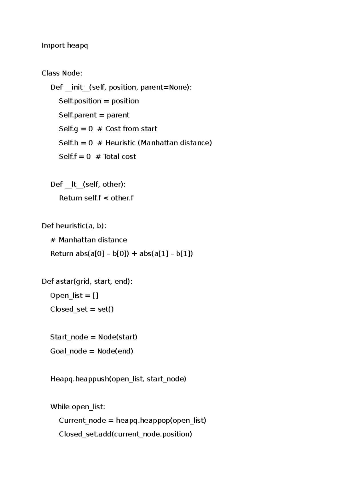 A* Pathfinding Algorithm Implementation (CS Pr2 AI) - Studocu