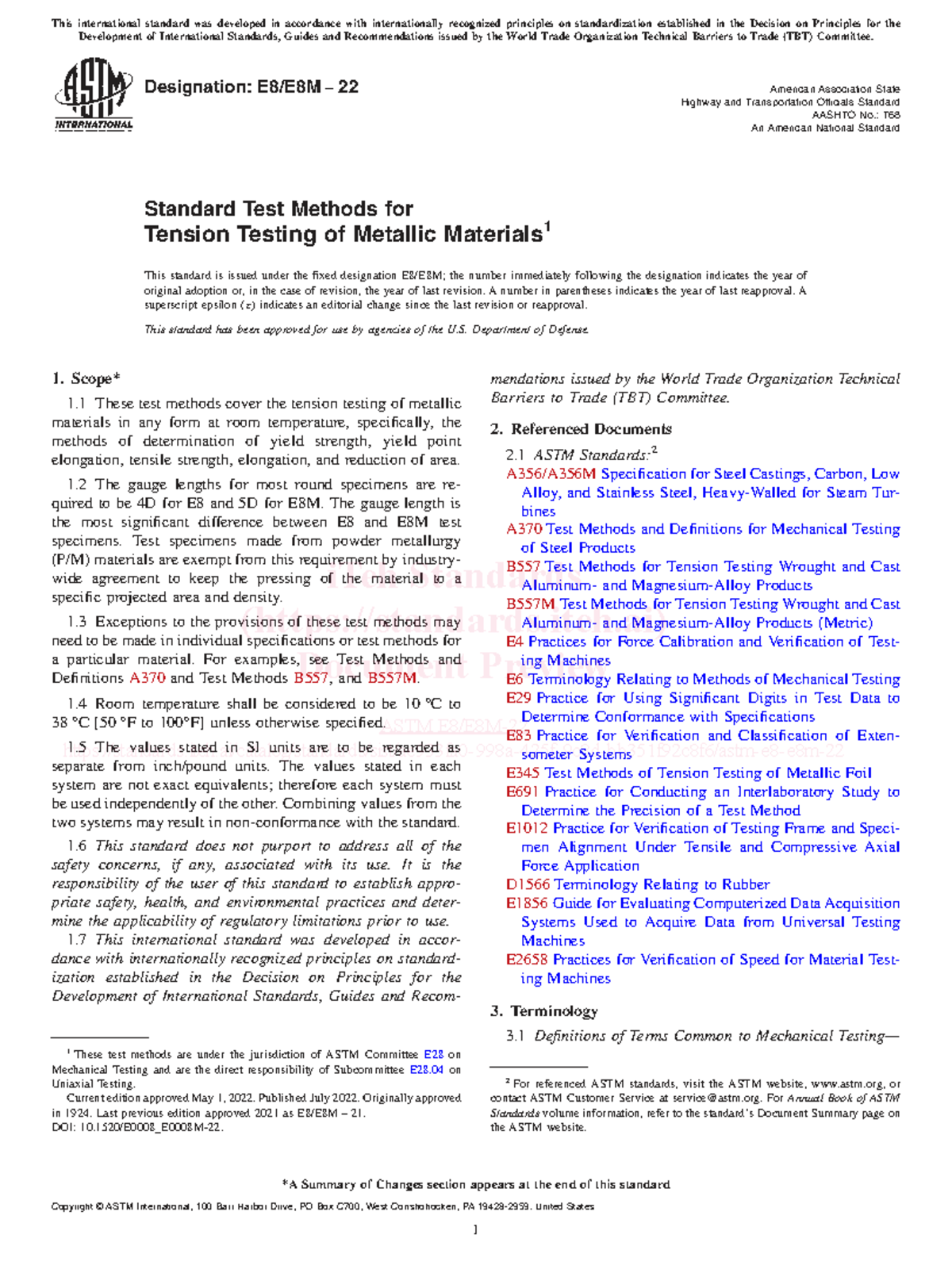 ASTM E8/E8M-22 Standard Test Methods for Tension Testing of Metals ...