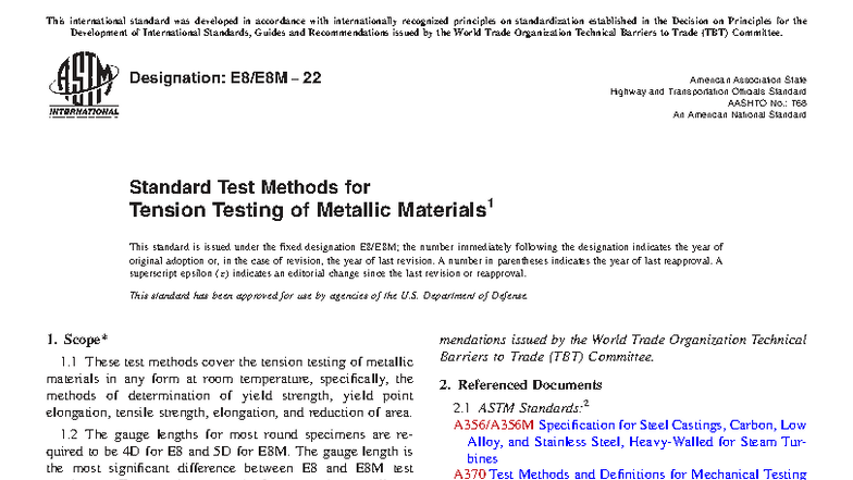 ASTM E8/E8M-22 Standard Test Methods for Tension Testing of Metals ...