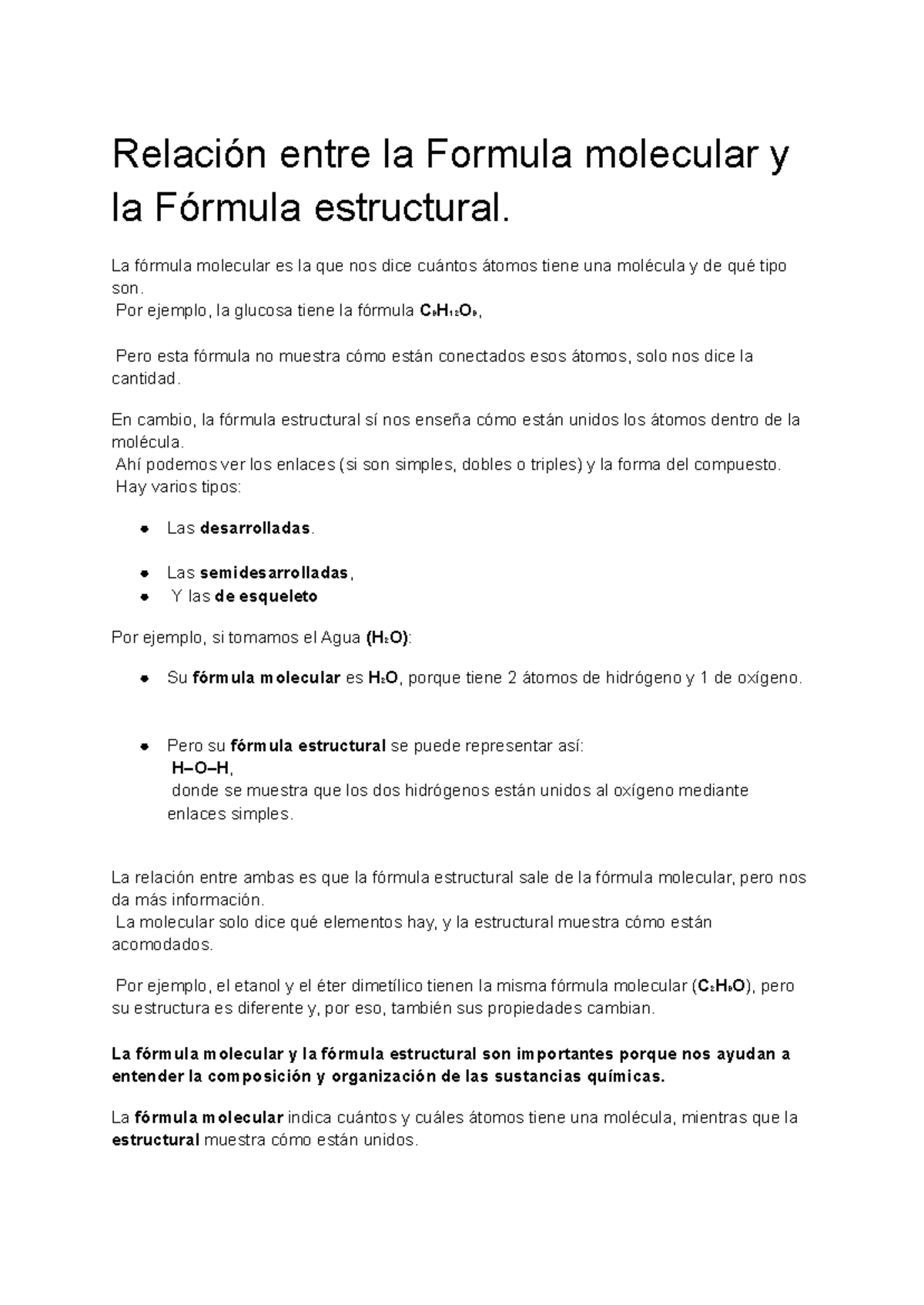 Relación entre Fórmula Molecular y Estructural - Apuntes de Química ...