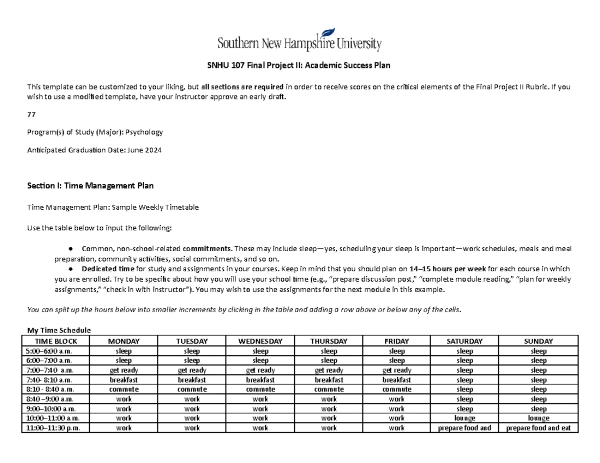 Module 3 - SNHU 107 Module Three Activity Template Complete all parts ...