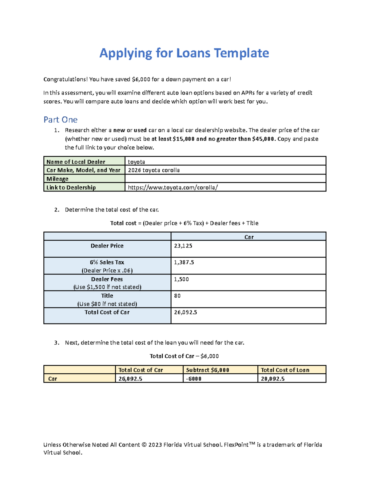 Auto Loan Comparison Assignment (3.02) - July 2025 - Studocu