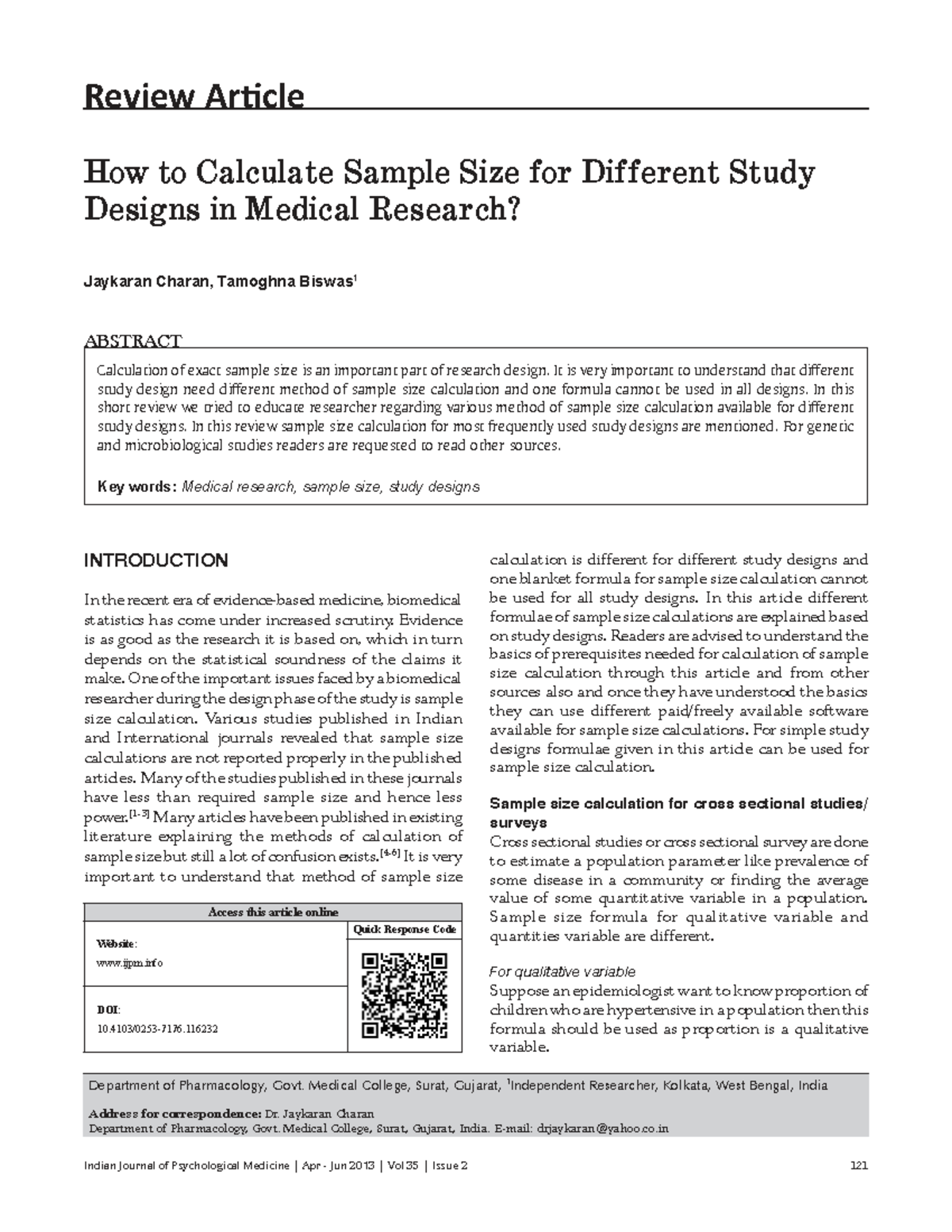 Sample Size Calculation Methods for Medical Research (PHM 101) - Studocu