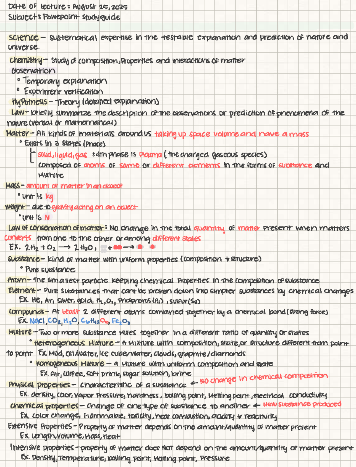 Chemistry Study Guide (CHEM101): Matter, States, and Properties - Studocu