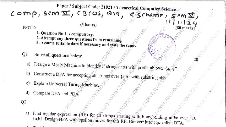 SEM V Lesson Notes: Theoretical Computer Science, Software Engineering ...