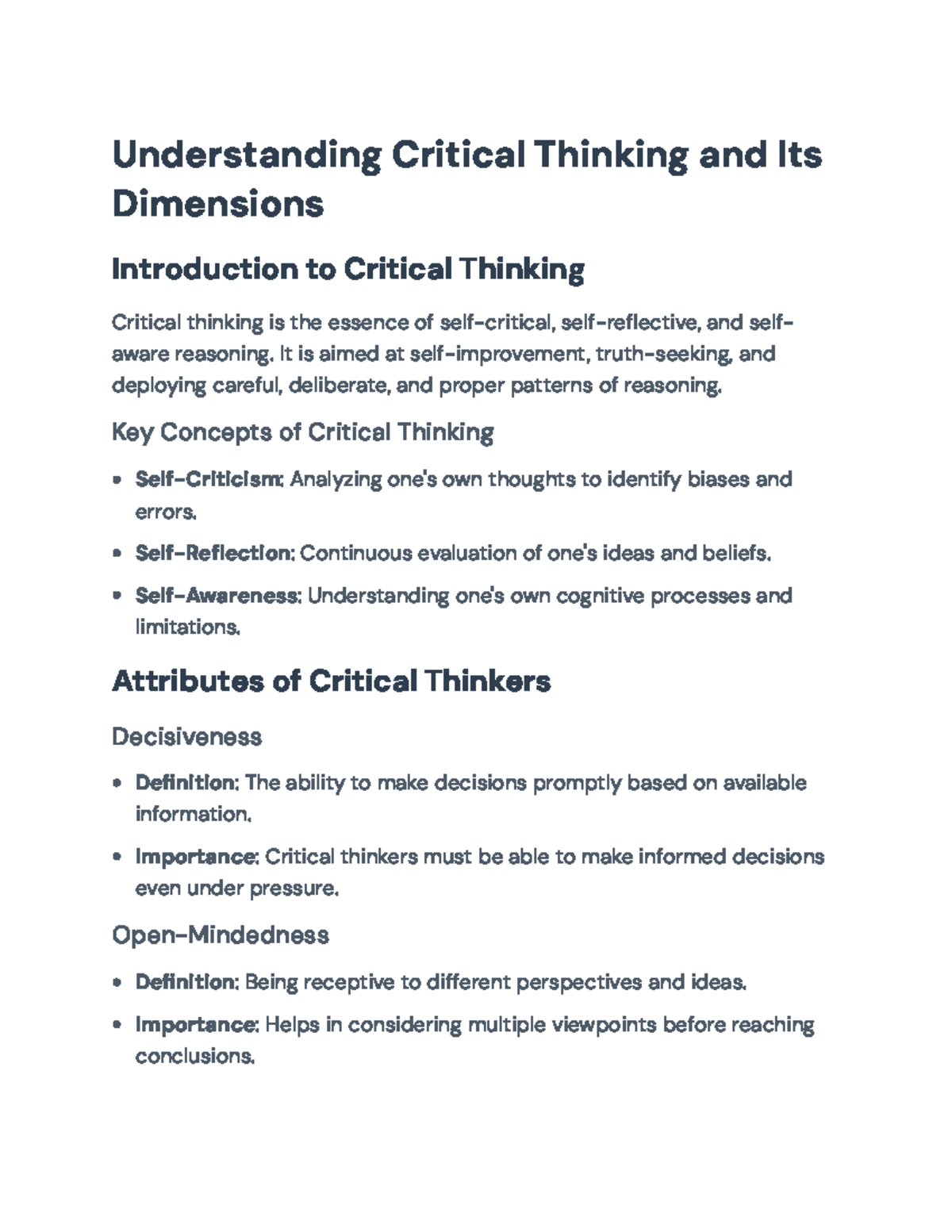 Understanding Critical Thinking: Key Concepts and Processes ...