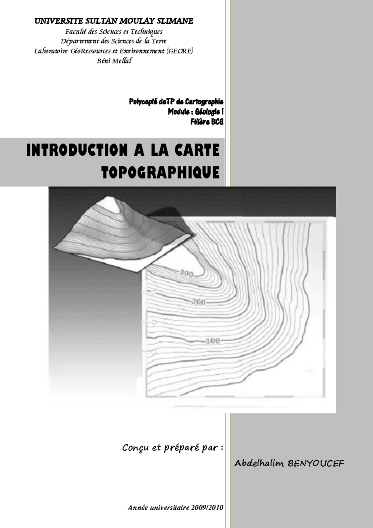 TP Cartographie : Introduction à la Carte Topographique - BCG - Studocu