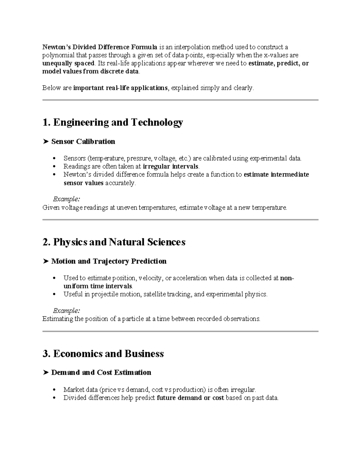 Newton's Divided Difference Formula: Key Applications Explained - Studocu