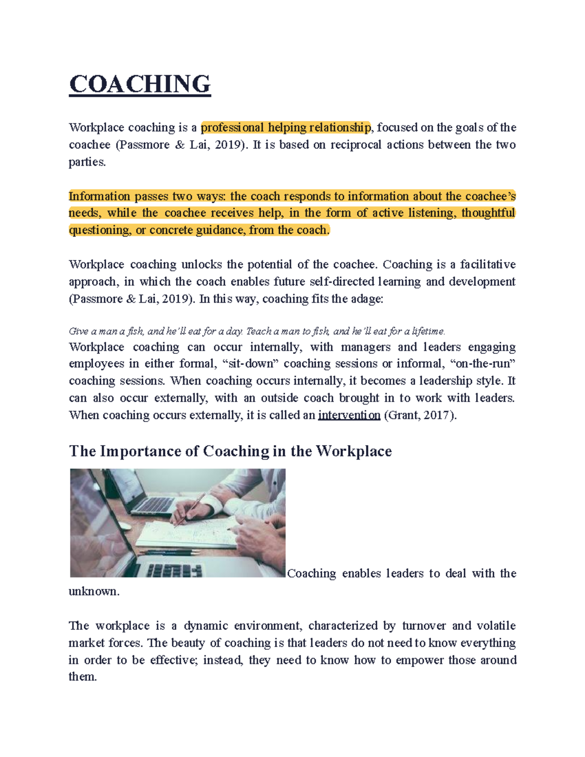 Workplace Coaching: Key Concepts and Strategies (Module 1 & 2) - Studocu