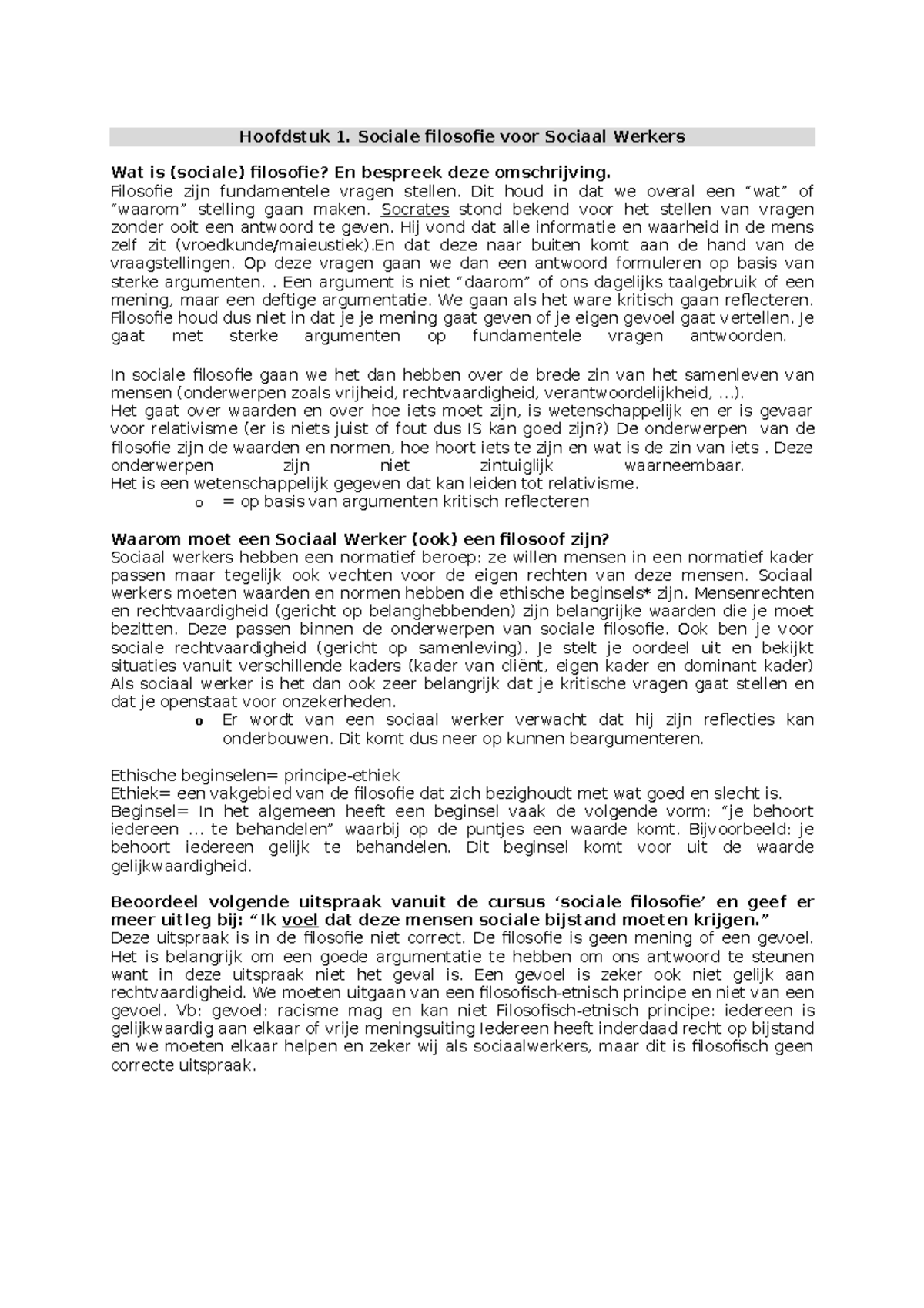 Examenvragen- Filosofie - Hoofdstuk 1. Sociale filosofie voor Sociaal ...